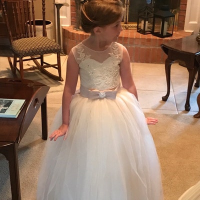 Ivory and Beige Flower Girl Dress Birthday Wedding Party - Etsy