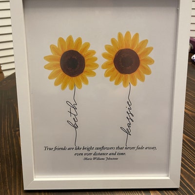 Personalized Sunflower Friendship Print, Custom Best Friend Gift ...