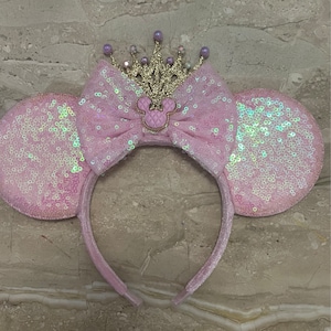 Pink Mickey Ears With Gold Crown, Mickey Ears, Minnie Ears, Princess ...
