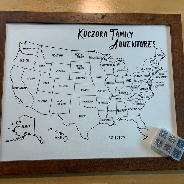 DIY Kit Push Pin Map, US Map With Push Pins, Travel Map Tracker, United ...
