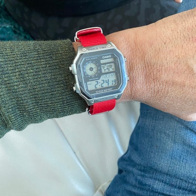 Casio F-91 Watch gold Detail With Green Ballistic Nylon - Etsy
