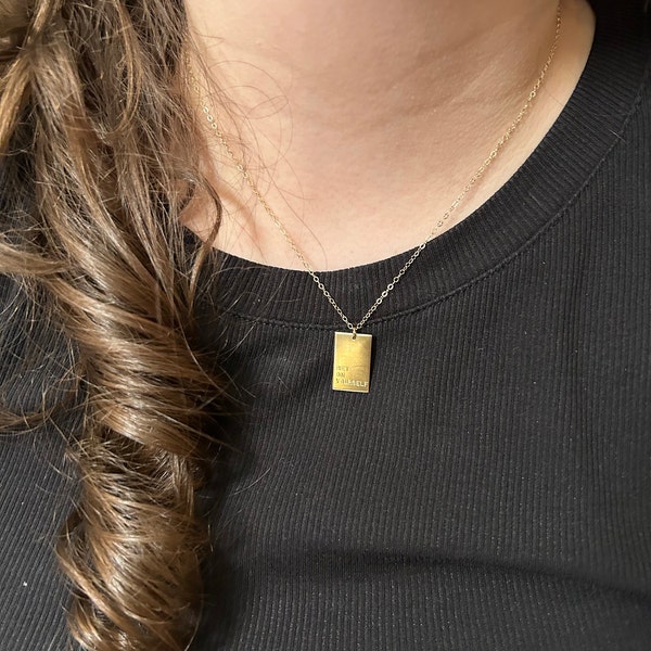 Personalized Rectangle Necklace, Personalized Rectangle Pendant, 14kt ...
