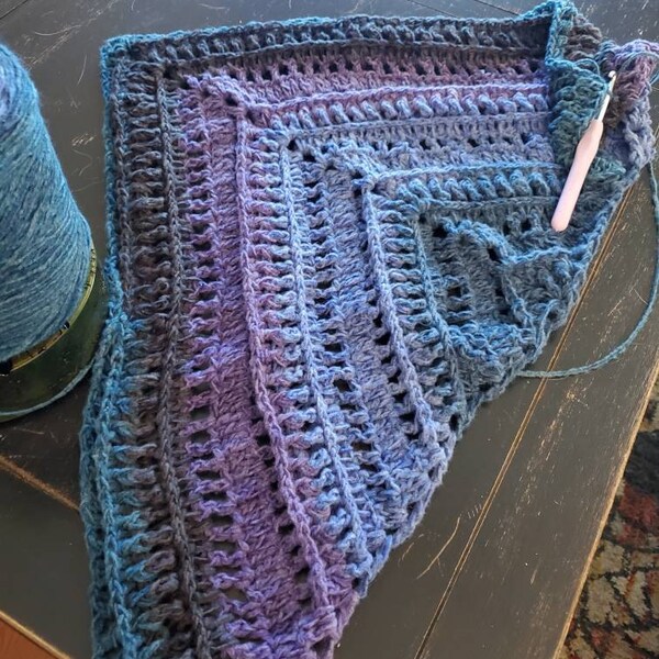 CROCHET PATTERN - Hopscotch Asymmetrical Scarf, US Term, Triangle Scarf ...