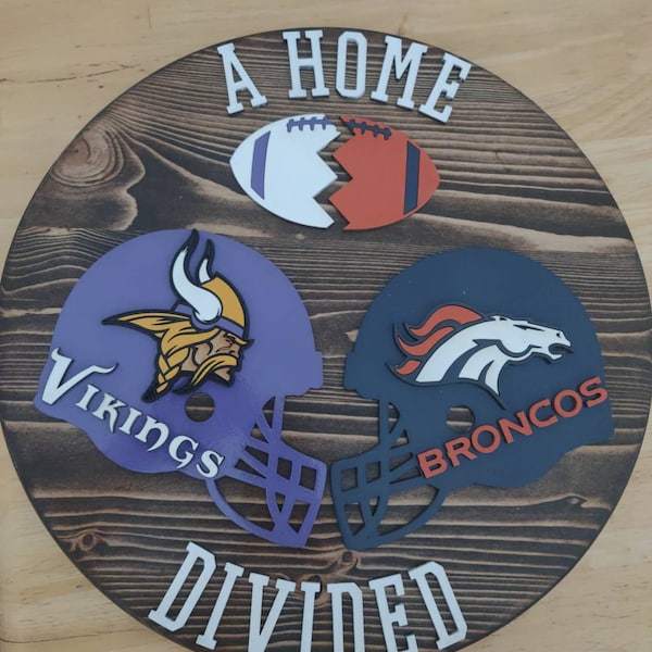 Home Divided Football Team Sign House Divided Sports Team Sign Wood ...
