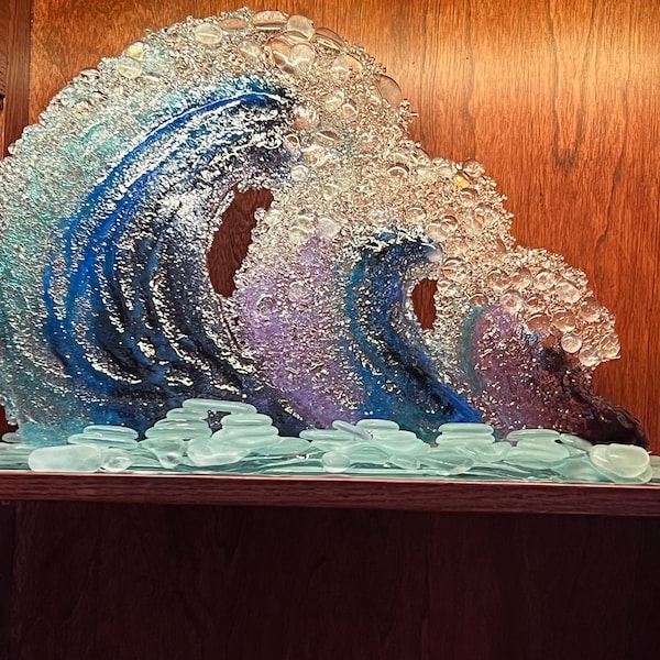 12 Inch Spiral Glass Wave With Stand - Etsy