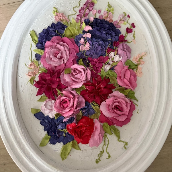 Flower Sculpture Painting Roses 3D Painting Floral Painting 3D Wall Art ...