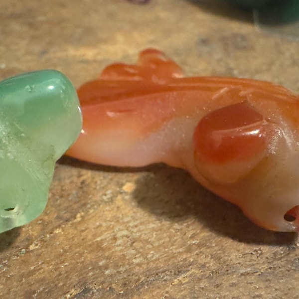 Picture Jasper Axolotl Crystal | Natural Carved and Polished Stone ...