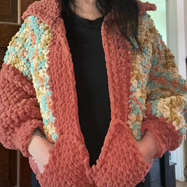 Simple Super Chunky Crochet Jacket Pattern, Beginner Friendly, Size ...