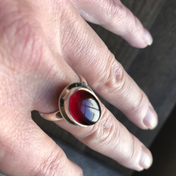 Gorgeous Bezel Ring | Red Crystal 925-sterling Silver Ring | Handmade ...