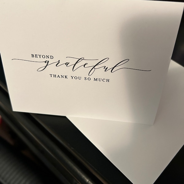 Personalized Beyond Grateful Folded Thank You so Much, 10 Folded Script ...