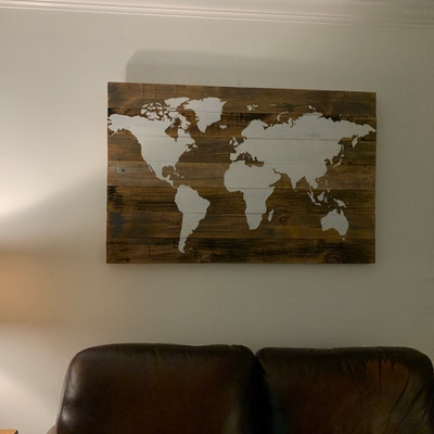 Industrial 2.0 Rustic Wood Map World Map on Wood Wood Map - Etsy
