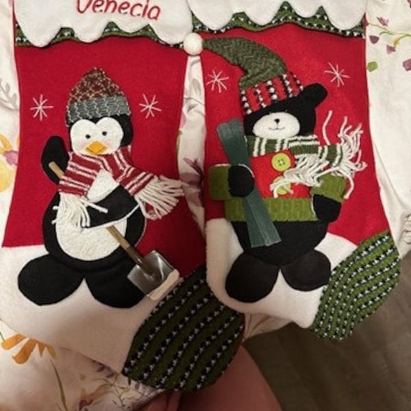 Personalized Snow Cap Christmas Stockings - 3-D Plush Character ...