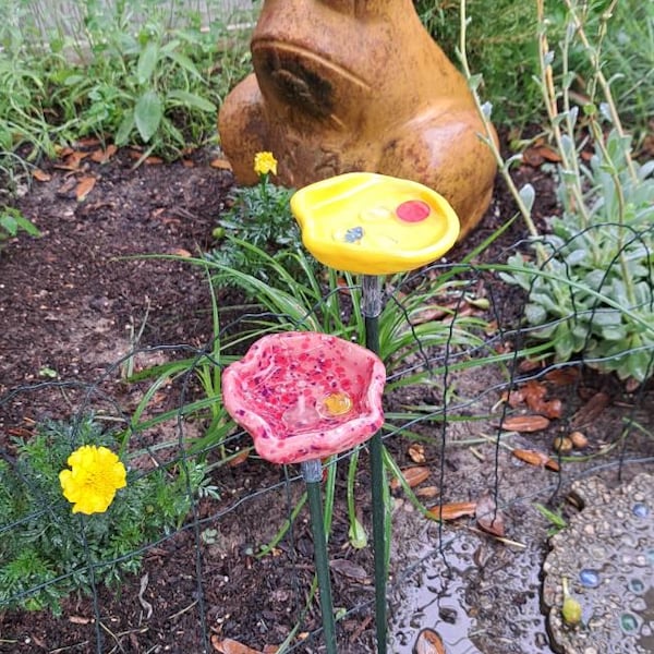 Handcrafted Ceramic Pollinator Watering Station: Bee & Butterfly Garden ...