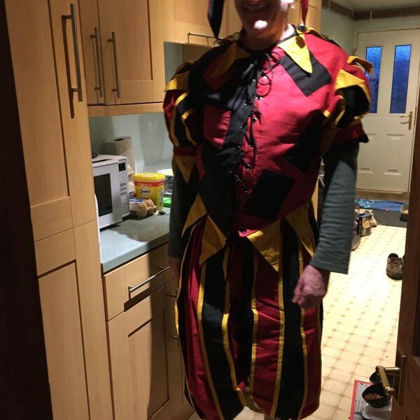 FINISHED SMALL Renaissance Jester Costume, Masquerade, Mardi Gras ...
