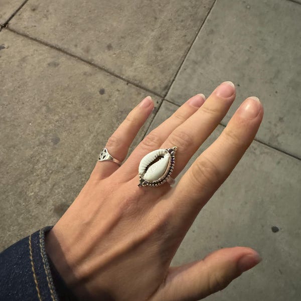 Cowrie Shell Ring, Ocean Ring, Sterling Silver Ring for Women, Bohemian ...