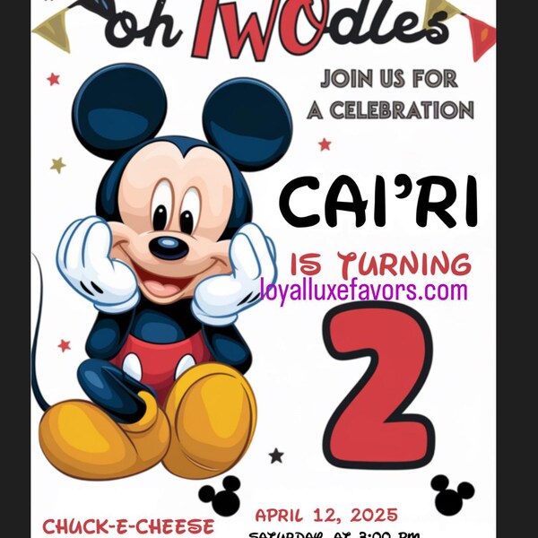 Editable Mickey Mouse Birthday Evite: Canva Template (digital Download ...