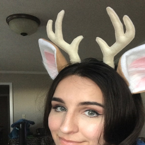 Deer Ears With Optional Antlers Headband Custom Color Doe Fawn Buck ...