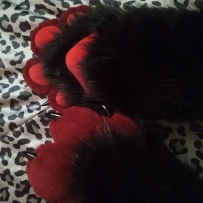 Cat Wolf Blue Furrysuit Cosplay Paws With Claws, Blue Furry Fluffy Paws ...