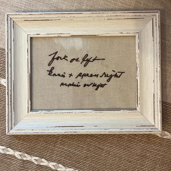 Handwritten Embroidery Art - Custom Framed Message From a Loved One ...