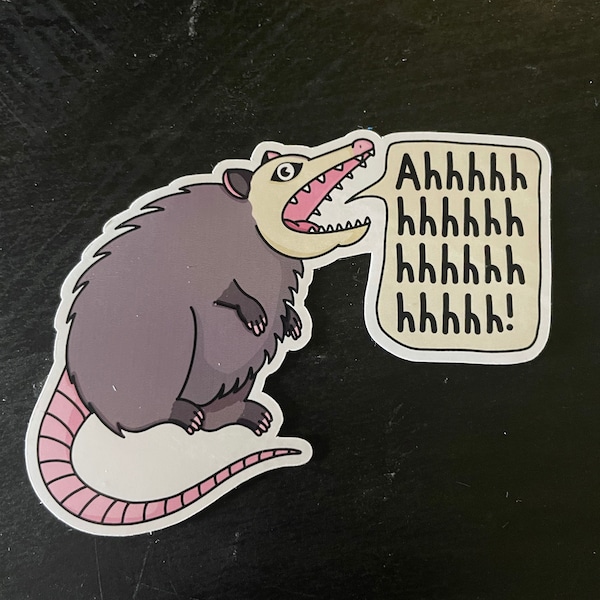 Ahhhhhhh Possum Die Cut Sticker - Possum Stickers, Kawaii Sticker ...