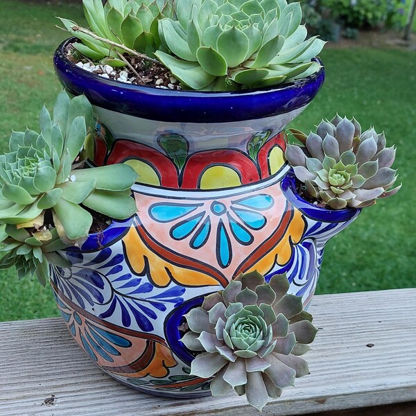 Maya Sage Ceramic Planter Pot With Saucer Attached/ Planters and Pots ...