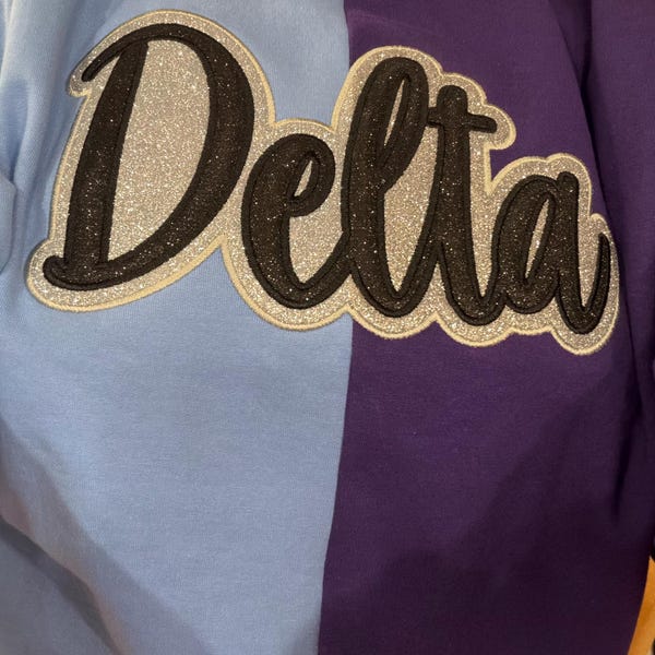 Team Name Two-tone Split Embroidered Crewneck Sweatshirt, Custom Double ...