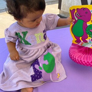 Barney Personalized Dress, Barney Birthday, Dinosaur Birthday, Short ...
