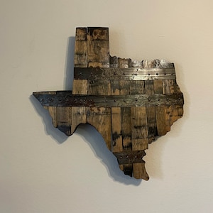 2 Texas State Bourbon Barrel Wood Cutout With Rings - Etsy