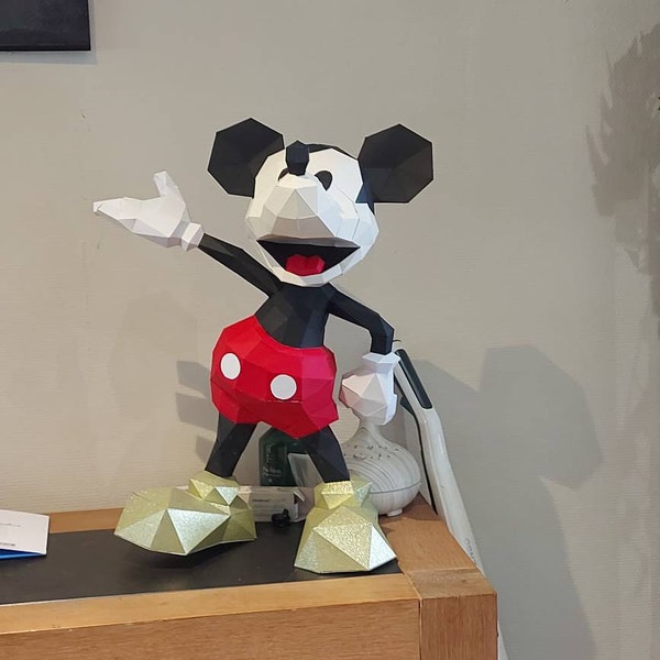 Mickey Mouse Papercraft PDF, SVG Template for DIY Low Poly Mickey Mouse ...
