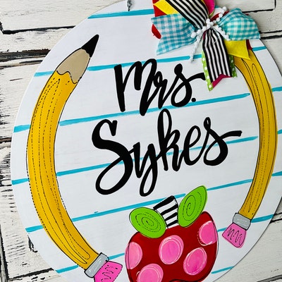 Teacher Door Hanger Template Digital Download Notebook Paper Pencil - Etsy