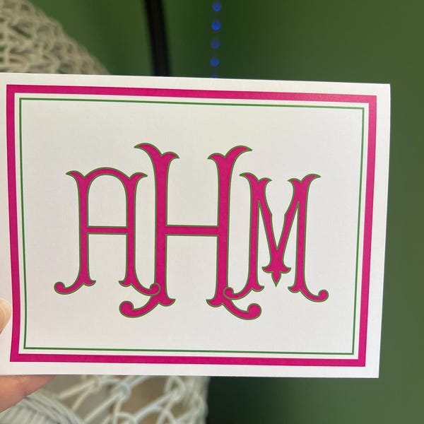 Personalized Monogrammed Notecards; Stationery Set With 24 Envelopes ...