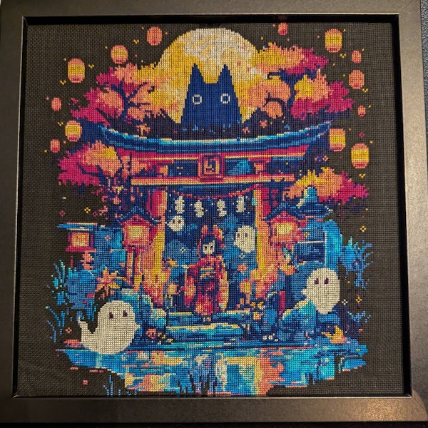 Japanese Cross Stitch Pattern Pdf "haunted Forest" Yokai Manga Anime ...