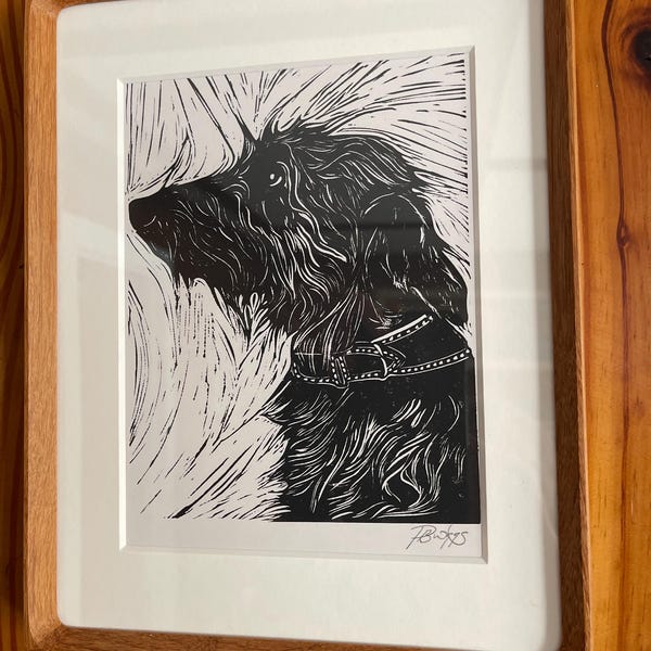 Labrador Puppy //original Linocut Print, Dog, Pet Portrait Handprinted ...