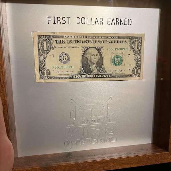 First Dollar Frame Custom Engraved Business Logo Custom Name Sign New ...