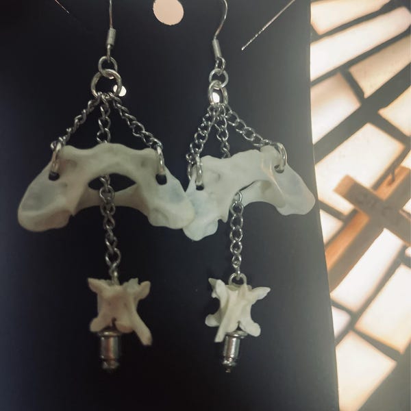Snake Earrings, Bone Earrings, Gothic Jewelry, Bone Jewelry, Real Bone ...