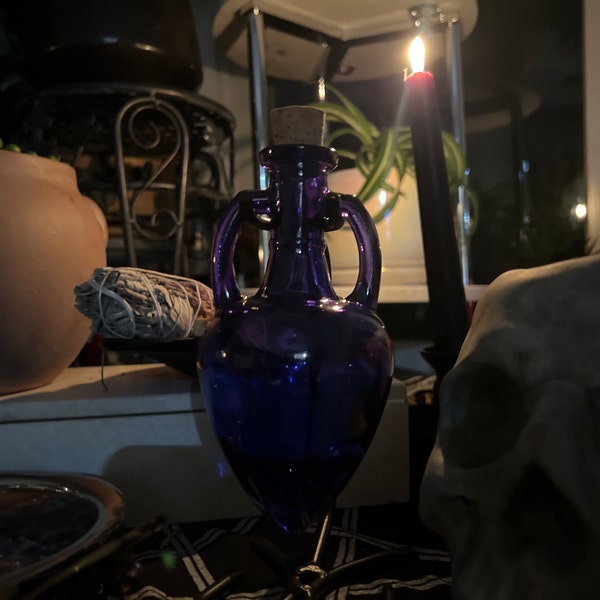 Moon Water Potion Bottle W/glass Topper Goddess Witch Witchcraft ...