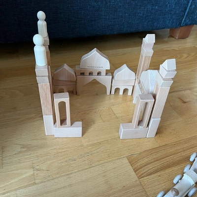 Mini Wooden Masjid Blocks 5psc Toys for Kids Crafts Kids Wooden Building Blocks Islamic Children ...