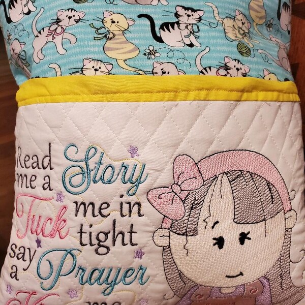 Read Me a Story Star Girl Reading Pillow Embroidery Design, 5x7 6x8 ...