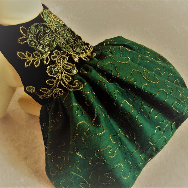 Ryleigh HUNTER GREEN 3D Floral Embroidery With Gold Foil & Sequins on ...