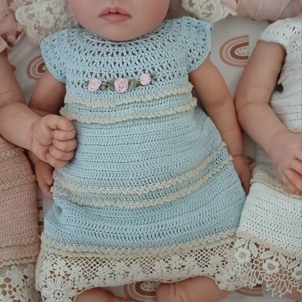 Preemie Dress and Headband, Crochet Cotton Thread, Baby 30 to 34 Weeks ...