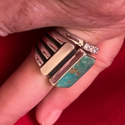 Beth Dutton Inspired Turquoise and Sterling Silver Large Statement Ring ...