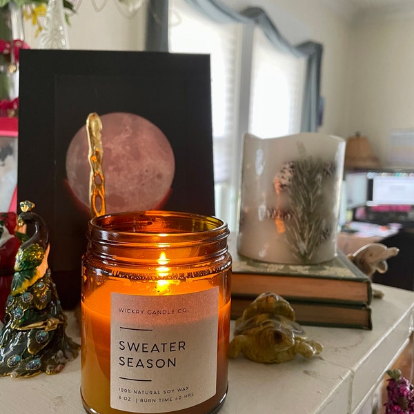 Sweater Season Candle, Amber Jar Soy Candle, Winter Candle, Holiday ...