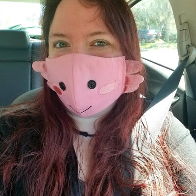 Pink Cotton Axolotl Salamander Face Mask - Etsy
