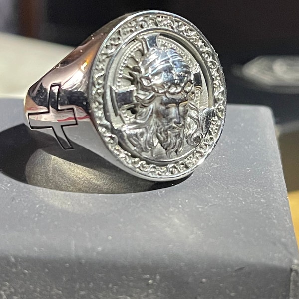 Jesus Christ Ring Sterling Silver 925 Cross God Head Jewellery Handmade ...