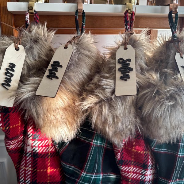 Stocking Name Tags, Christmas Stocking Tags, Personalized Stocking Name ...