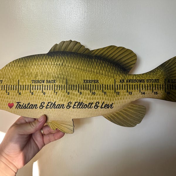 Personalized Fish Ruler for Fathers Day Gift From Kids, Fishing Gift ...