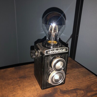 Meter Wood Lamp With Edison Bulb. Personalized Original Voltmeter and ...