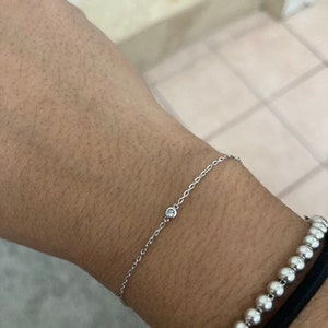 Diamond Single Bezel Bracelet, Simple Diamond Bracelet, Solitaire ...