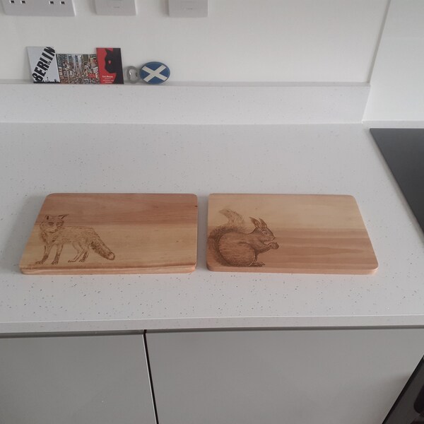 Wooden Serving, Chopping Board, Cutting Board, Engraved Fox - Ideal for ...