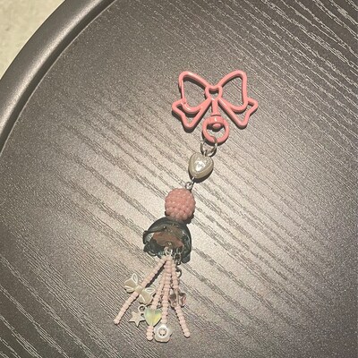 Cute Handmade Pastel Pink Kawaii Teddy Bear Keychain, Keyring, Bag ...